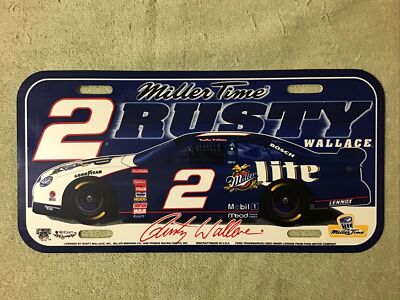 1998 RUSTY WALLACE #2 Miller Lite Wincraft Plastic License Plate NEW ...
