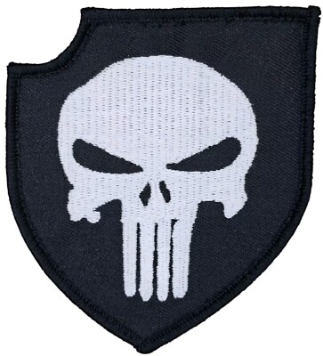 SKULL SHIELD SKELETON SWAT BLACK & WHITE TACTICAL MILITARY HOOK MORALE ...