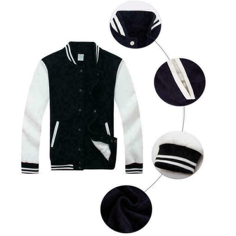 Men Varsity Jacket University Letterman Baseball College Coat Fashion ...