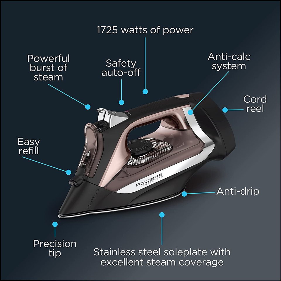 Rowenta Access Stainless Steel Soleplate Steam Iron with Retractable ...