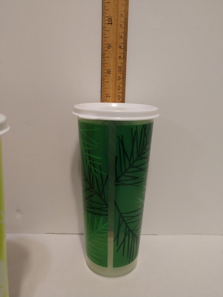 Tupperware 16oz Tumblers WINTER Lot of 4 Cups with Lids 1507 Green, Red ...