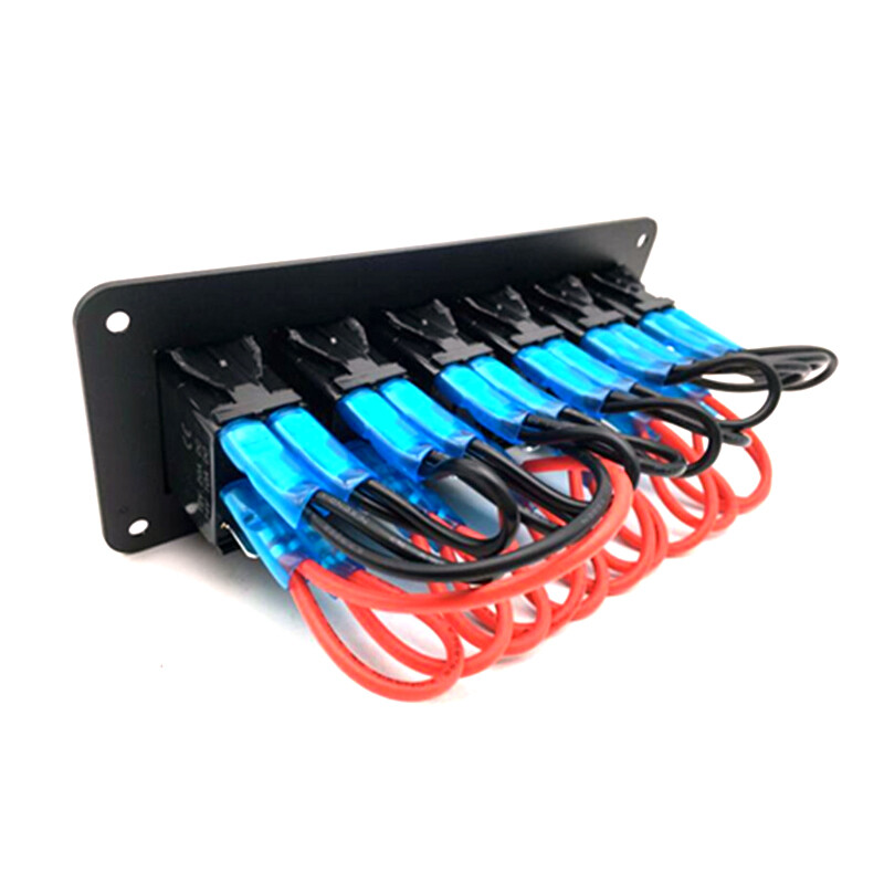 6 Gang BLUE LED Rocker Switches Control Panel Circuit Charger Car ...