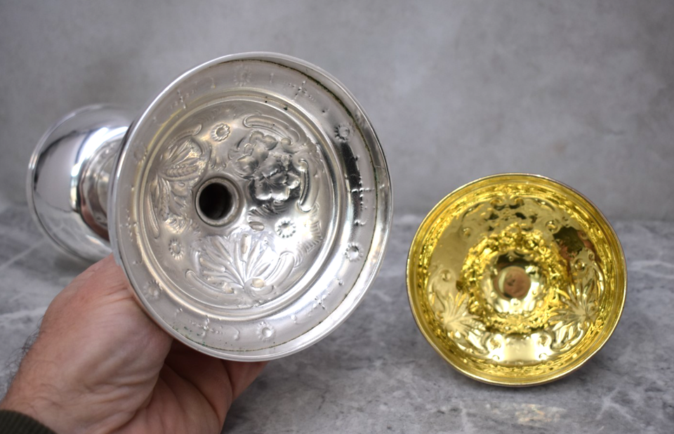 Vintage Baroque Ciborium, Cup Silver, 11 1/2" ht. (CU2211) chalice co ...