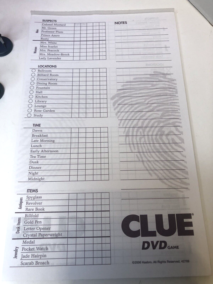 Clue DVD Mystery Board Game 2006 Parker Brothers, 10 Cases to Solve ...