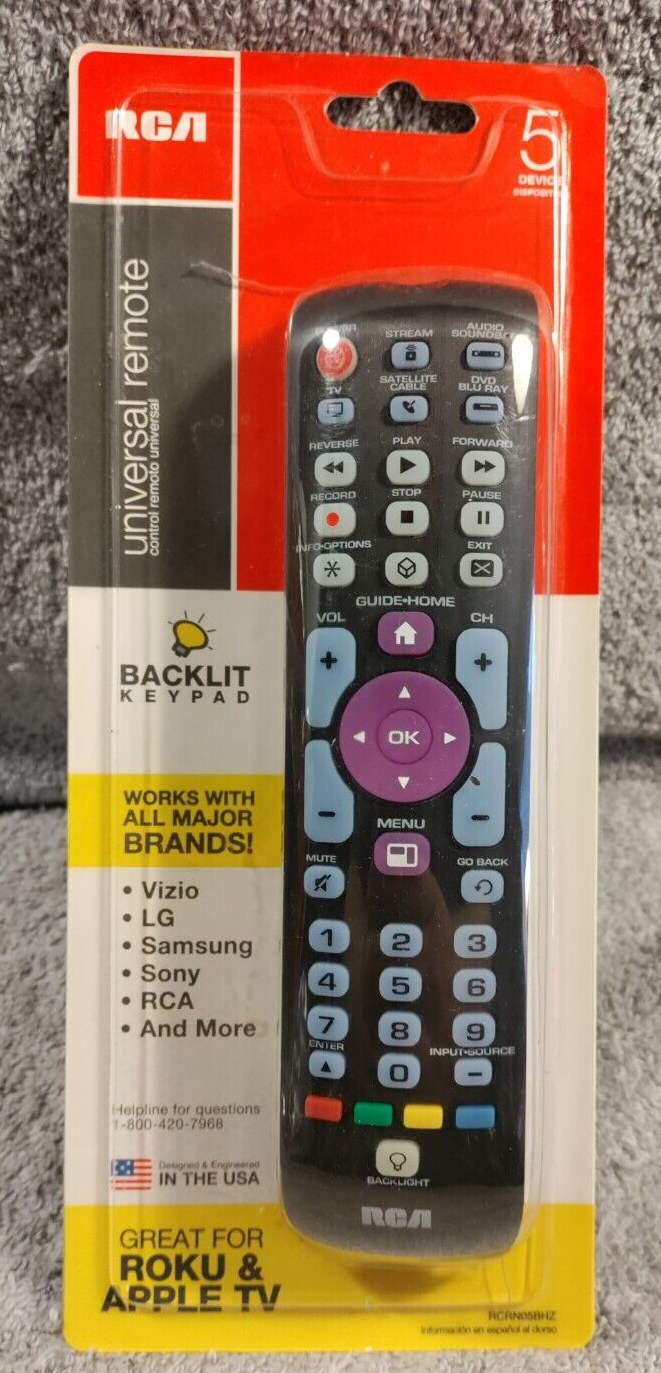 RCA RCRN05BHZ Universal Remote Control Backlit Keys | eBay