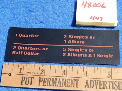 Rock-ola 447 Pricing Card # 48006 | eBay