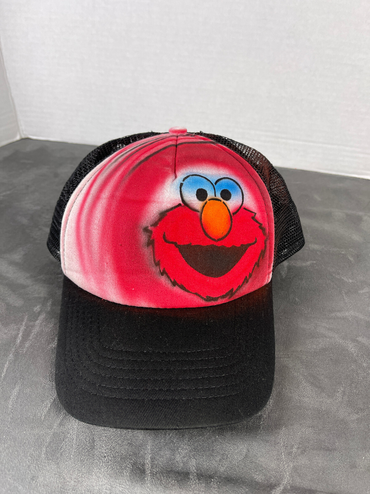 Vintage Red Black Elmo Sesame Street Muppet trucker H… - Gem