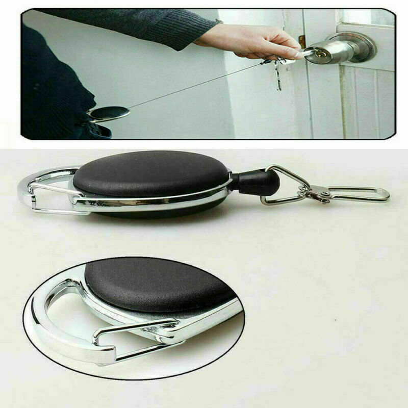 Retractable Key Chain ID Card Belt Clip Lanyard Extendable Elastic ...