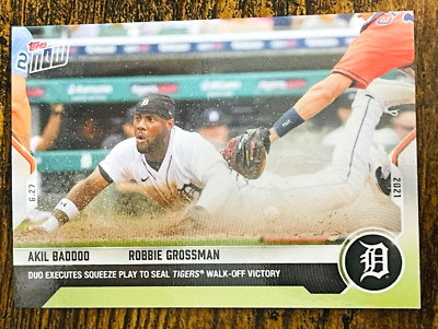 2021 TOPPS NOW AKIL BADDOO ROBBIE GROSSMAN SQUEEZE PLAY DETROIT TIGERS ...