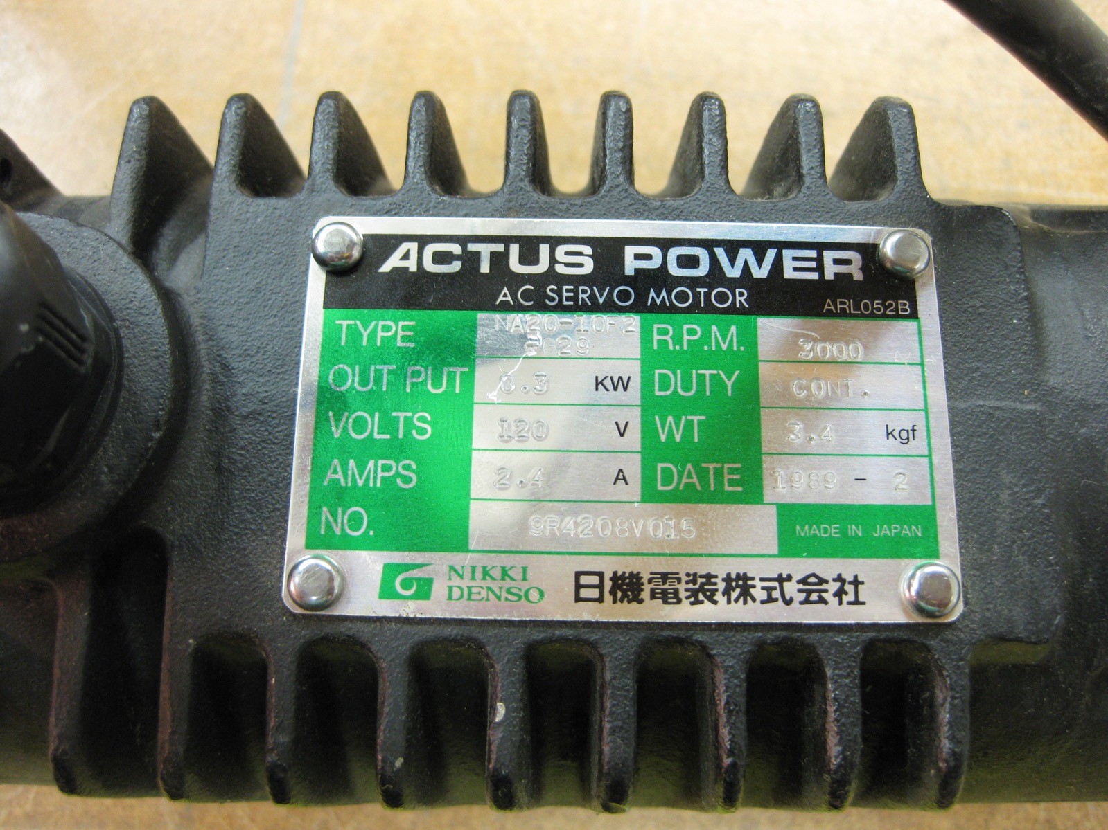 Actus Power AC Servo Motor NA20-10F2-G29 Nikki Denso ES10-PL5 Encoder ...