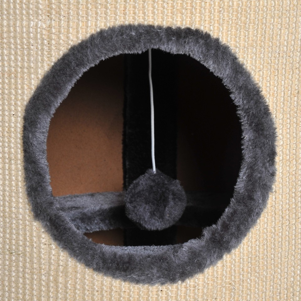 Cat Scratching Barrel with Condo Kitten Bed Scratcher Beige, 70cm, Grey ...