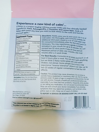 Ü Relax Calming Tonic - MIXED BERRY Flavor, 15 Sticks Packs - Brand New ...