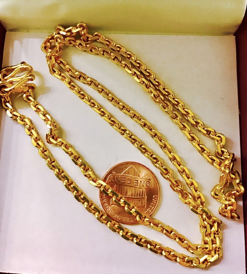 50.02 grams 24k solid yellow gold custom handmade chain necklace 24 ...