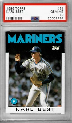 1986 Topps #61 Karl BEST - PSA 10+++ RC - Mariners - pop 5 | eBay
