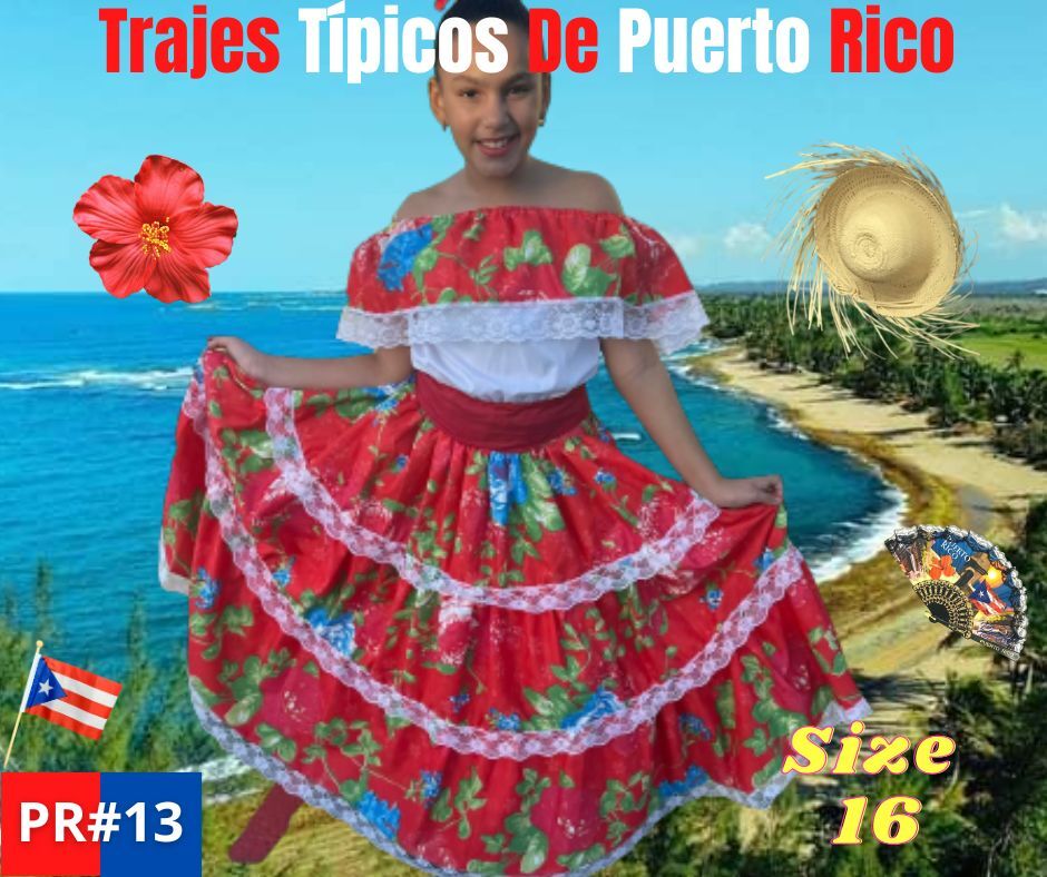 Puerto Rico Jíbara Dress 3PC Set – Amapola & Caribbean Floral Print. | eBay