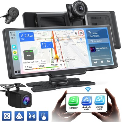 10.26" 4K Car Portable Wireless Apple CarPlay Android Auto FM Touch ...