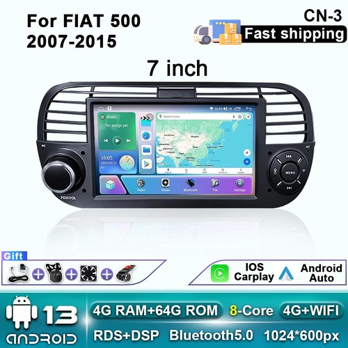 Android Auto Car Radio For Fiat 500 2007-2015 Stereo GPS Multimedia ...