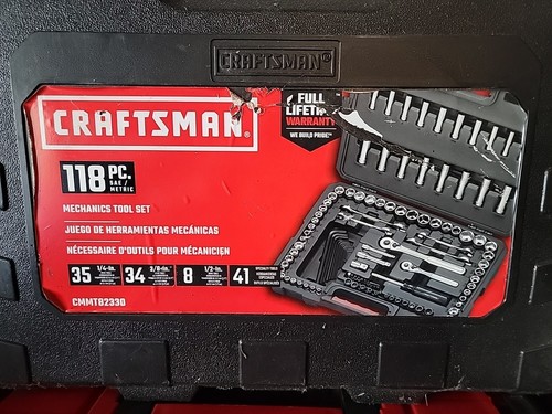 Craftsman 118 Piece Mechanics Tool Set Standard Metric Socket Ratchet ...