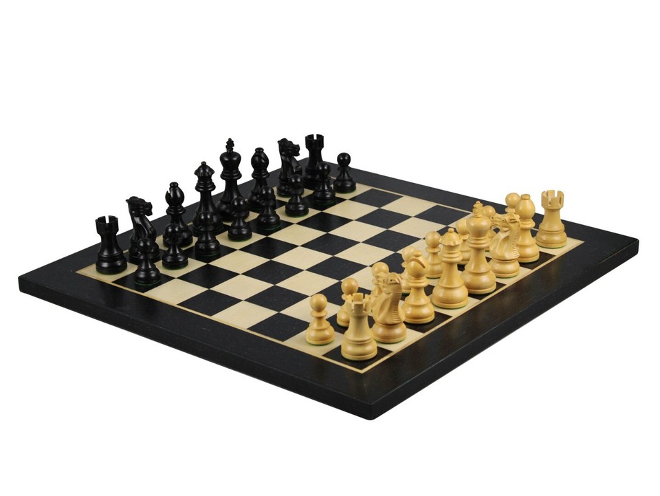 Ebony Chess Set 20 Inch With Helena Flat Chess Board and Weighted ...