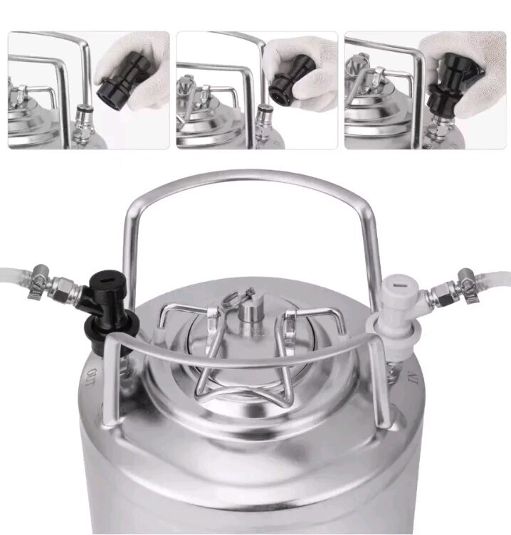 TMCRAFT 2.6 Gallon Mini Ball Lock Keg, Stainless Steel Double Ball Lock ...