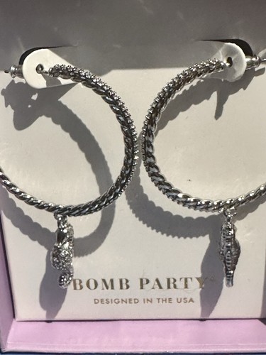 Bomb Party Atlantis Earrings Seahorse Glamour Hoops RBP5988Rhodium | eBay