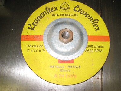 7"x1/4"x7/8" Krone Flex Crown Flex Metal Right Angle Grinding Wheel A24 ...