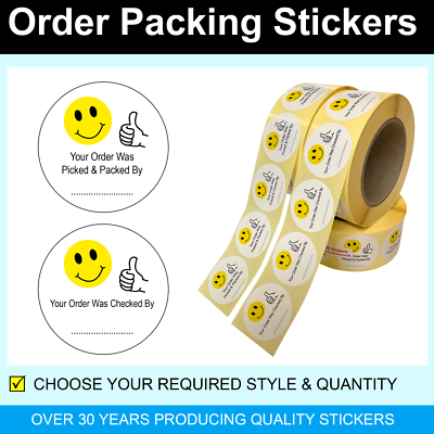 Your Order Has Been Picked & Packed By - Packing Stickers / Labels 45mm ...