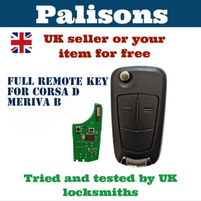 fits Vauxhall CORSA D MERIVA B full remote key fob 433mhz-id46 CUT AND ...