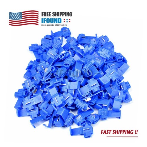 100x Blue Electrical Cable Connectors Quick Splice Lock Wire Terminals ...