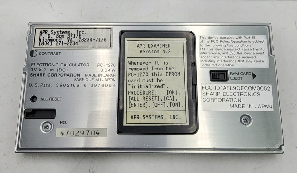 Sharp Pocket Computer PC-1270 with APR Examiner 4.2 | eBay