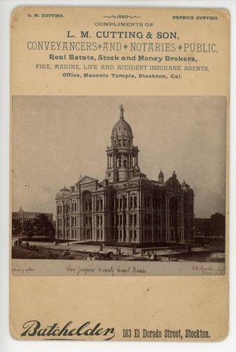 Stockton San Joaquin Courthouse Advertising Cabinet Card Batchelder ...