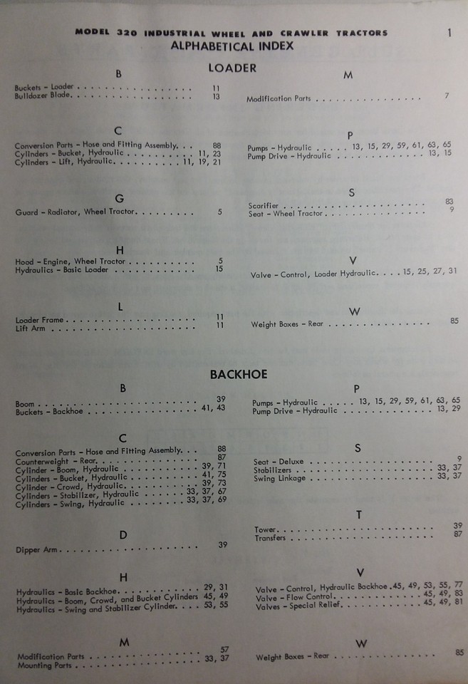 Case Loader & Backhoe Parts Manual for model 320 CK Industrial Tractor ...