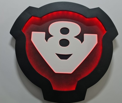 CUSTOM MADE SCANIA v8 leatherette smooth LED board 3D badge 55x50 cm ...