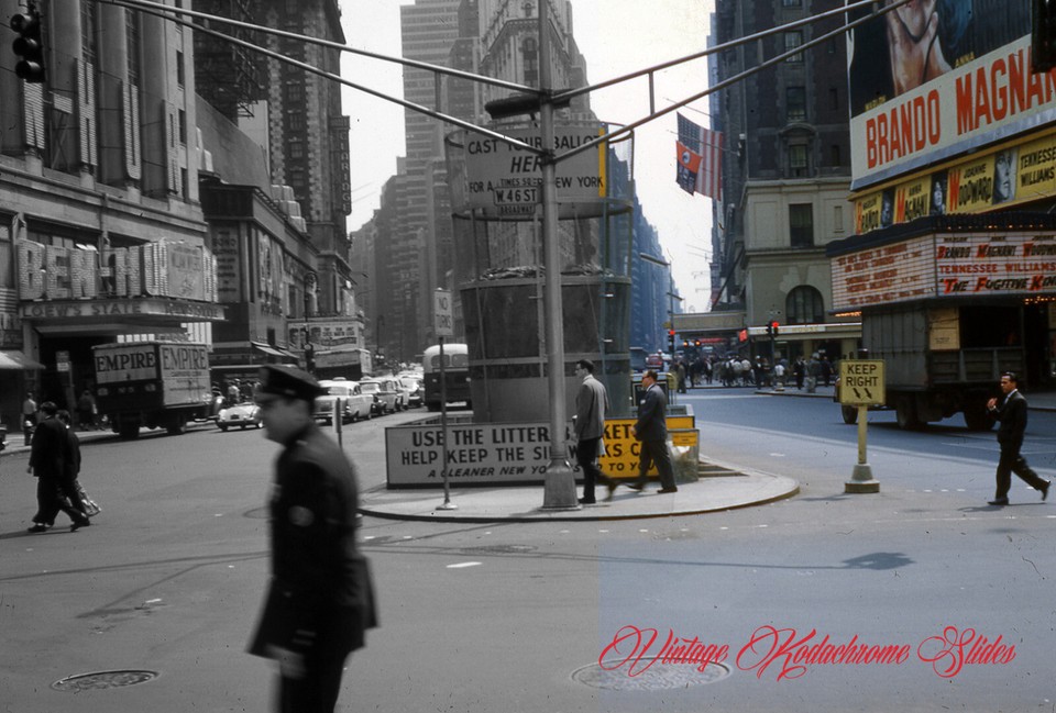 Original Red Border Slide New York Times Square 1959 Street Scene Ben ...