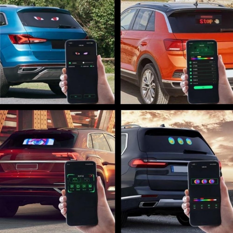 Car Truck Windshield Flexible LED Display Screen Blinking Eyes Animated ...