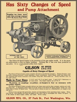 1912 Gilson 60 Speed Gas Engine, Port Washington, WI NEW Sign 18x24 ...