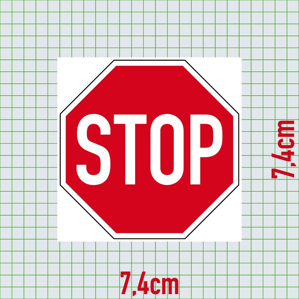 10 Stickers 7cm STOP Sign Sticker Stop Attention Sign Symbol ...
