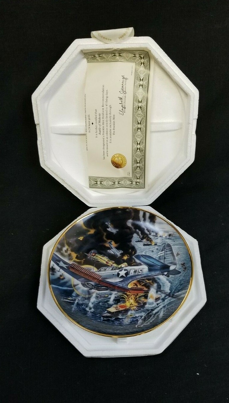 Franklin Mint "Battle of Midway" William Teodecki 24 Karat Gold Border ...