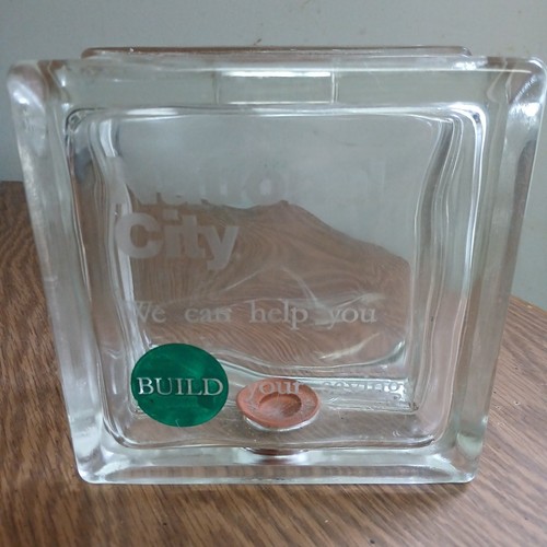 Vintage National City Bank Glass Block Bank Advertising Coin Bank | eBay