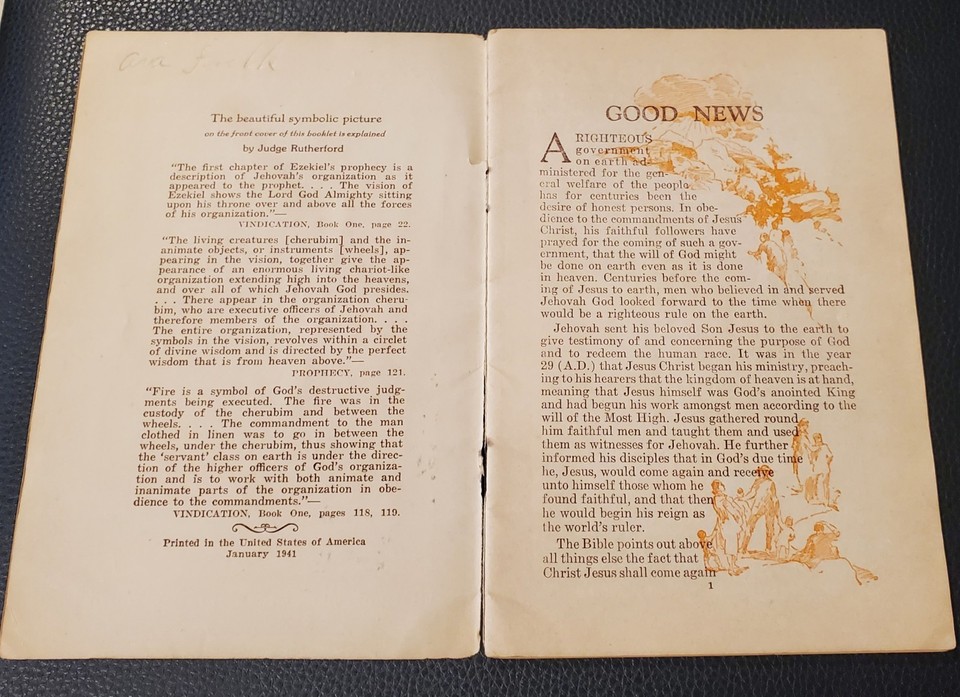 1941 Watchtower Publications Cost Guide JF Rutherford Jehovah's ...