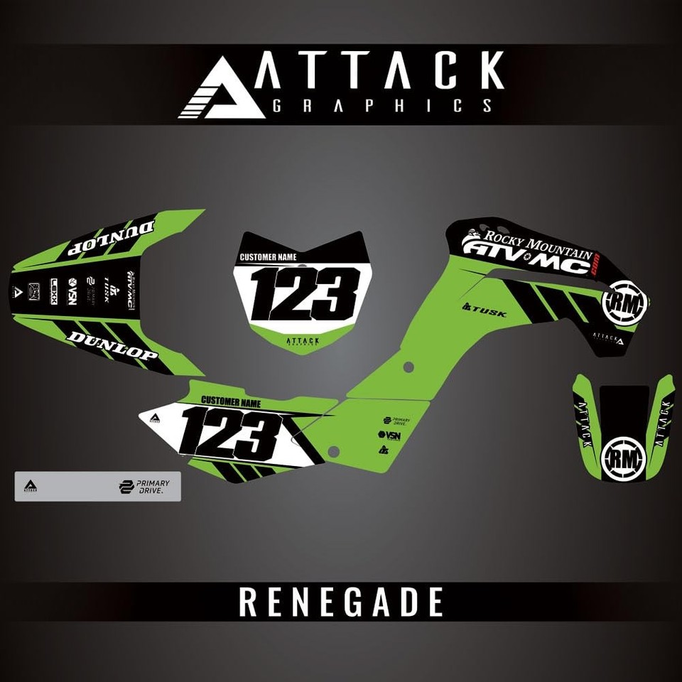 Attack Graphics Custom Renegade Complete Bike Graphics Kit For Kawasaki ...