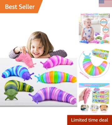 6Pcs Sensory Slug Fidget Toys,Fidget Slug Toys for Adults & Kids Party ...