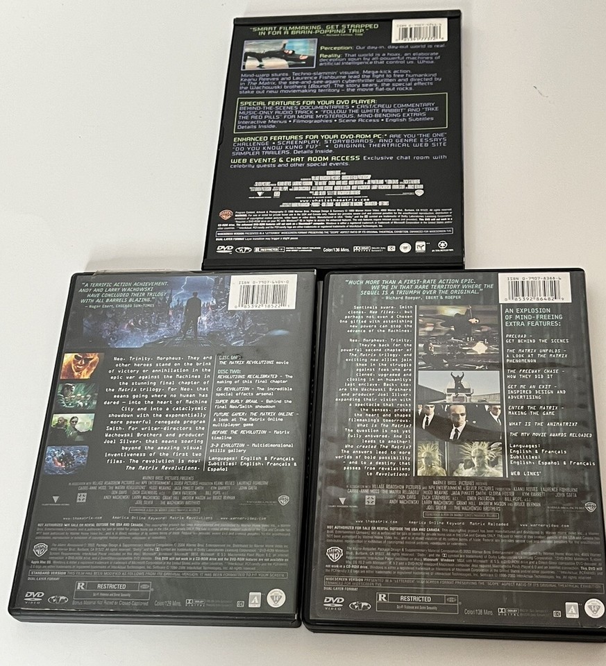 The Matrix Trilogy: The Matrix,Matrix Revolutions, & Matrix Reloaded ...