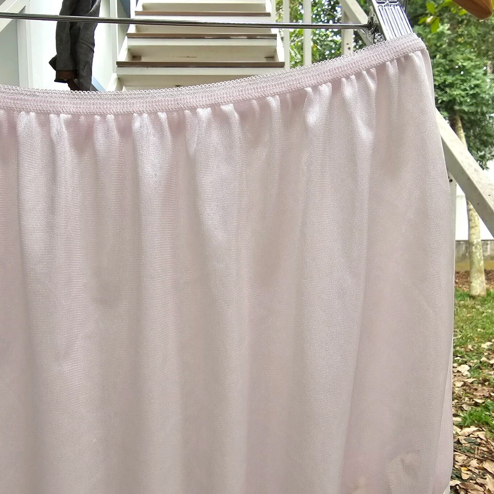 Vintage Slippery Nylon Panty Double Gusset Pink Ice Granny Sheer Brief ...