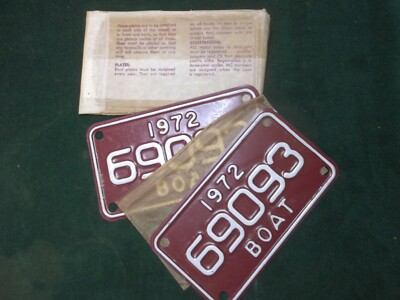 Vintage Pair 1972 Michigan Boat License Plates 69903 ~ GO118 | eBay