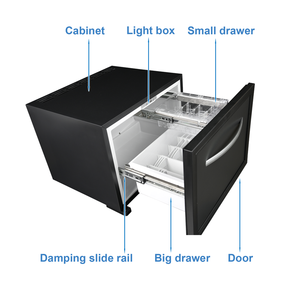 Drawer RV Fridge DC 12V /110V AC Truck Refrigerator Motorhome 1.7 Cu Ft ...