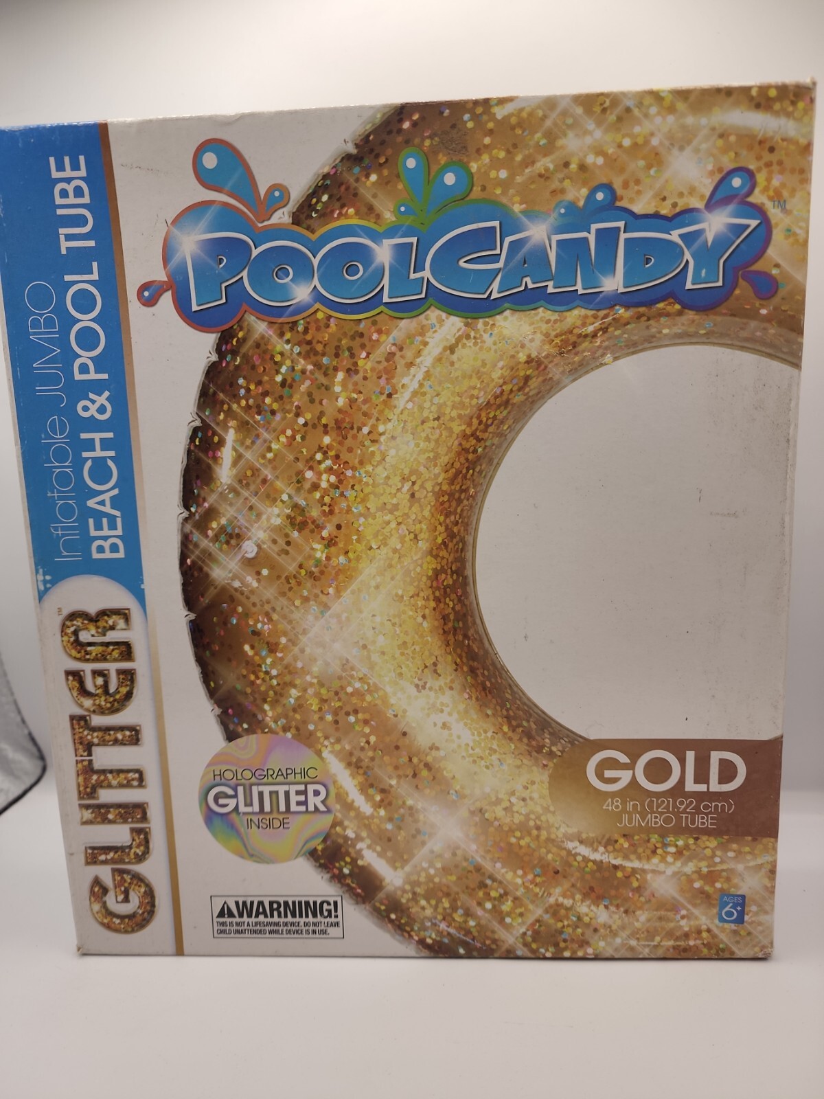 Pool Candy Inflatable 48 Inch Holographic Gold Glitter Beach And Pool ...