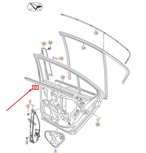 OEM VW PASSAT 3G B8 REAR LEFT INNER WINDOW APERTURE SEAL 3G9839479 ...