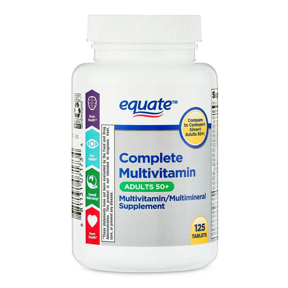 Equate Complete Multivitamin Adults 50+ Senior 125 Tablets FREE SHIP ...