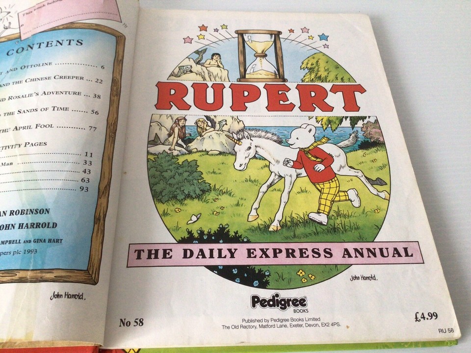 Rupert Bear Ian Robinson John Harrold No 58 Vintage 1993 Hardcover Book ...